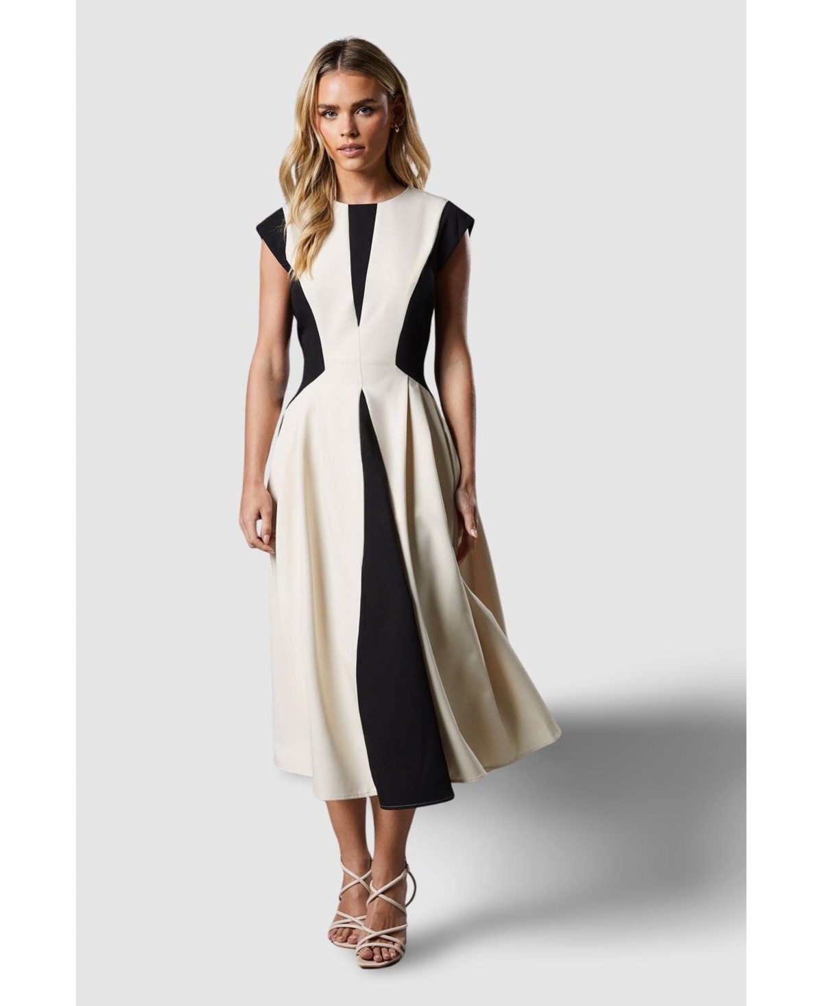 Click here for Coast Womens Crepe Colour Block Midi Dress - Mono prices