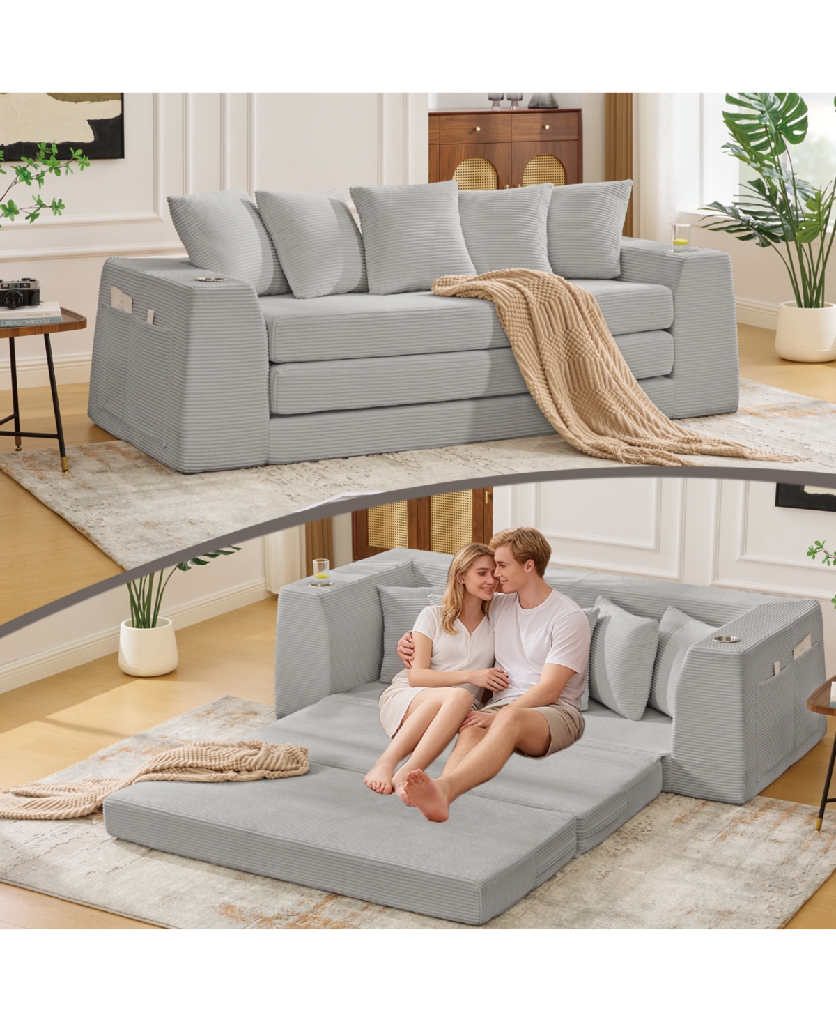 Click here for Streamdale Furniture Corduroy Convertible Sofa Bed... prices