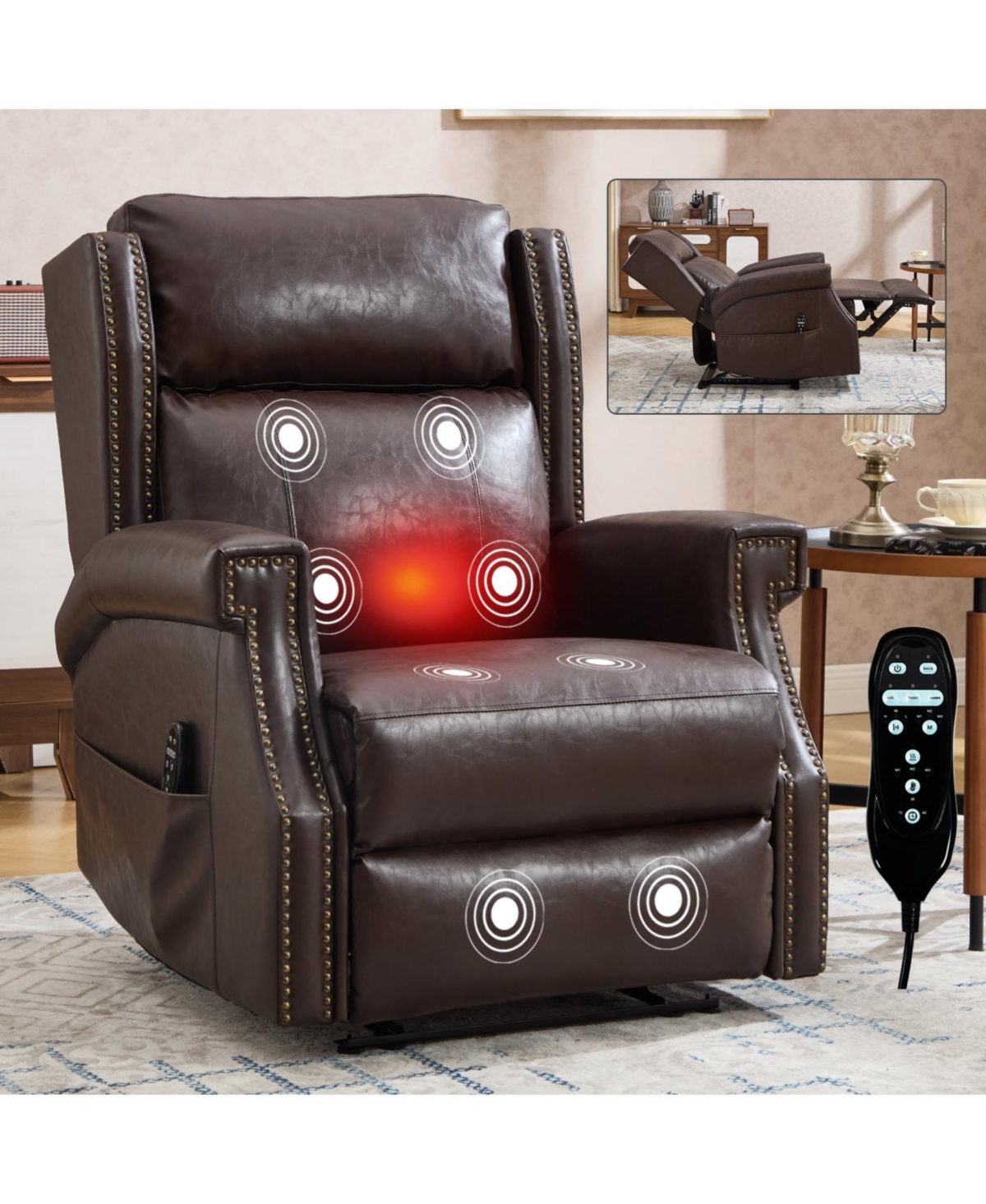 Click here for Streamdale Brown Faux Leather Manual Recliner Chai... prices