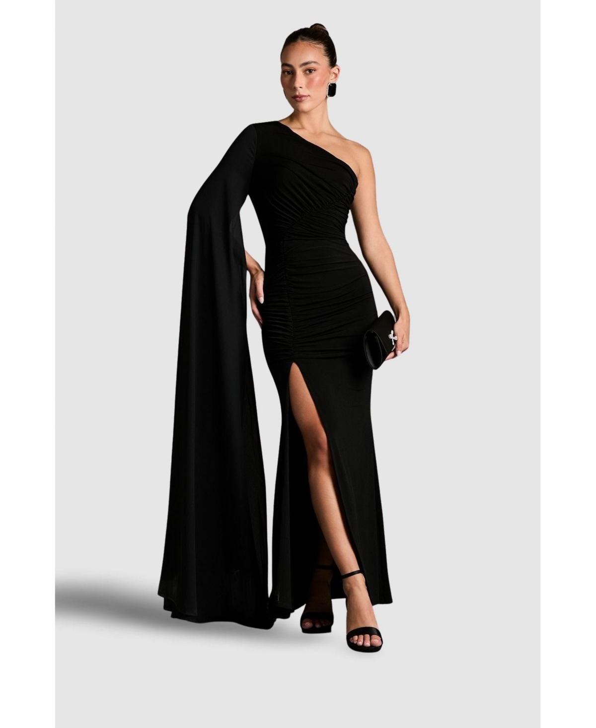 Click here for Coast Womens One Shoulder Ruched Maxi Dress - Blac... prices