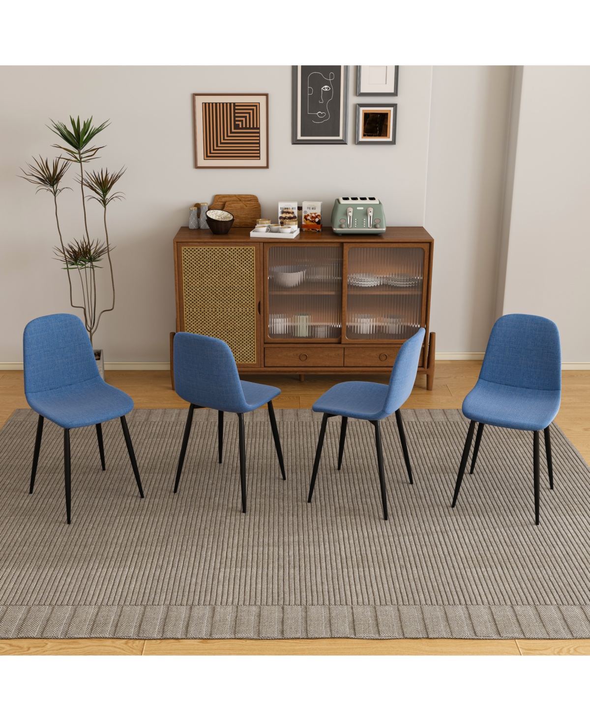 Click here for Streamdale Modern Blue Knit Dining Chairs with Iro... prices
