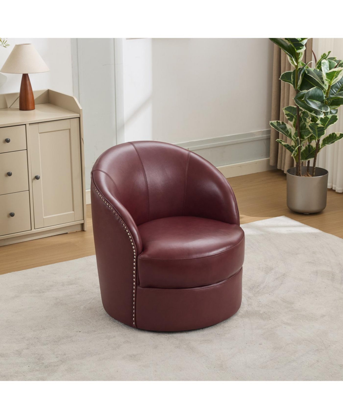 Click here for Streamdale Dark Red Leather Swivel Chair  Mid-Cent... prices