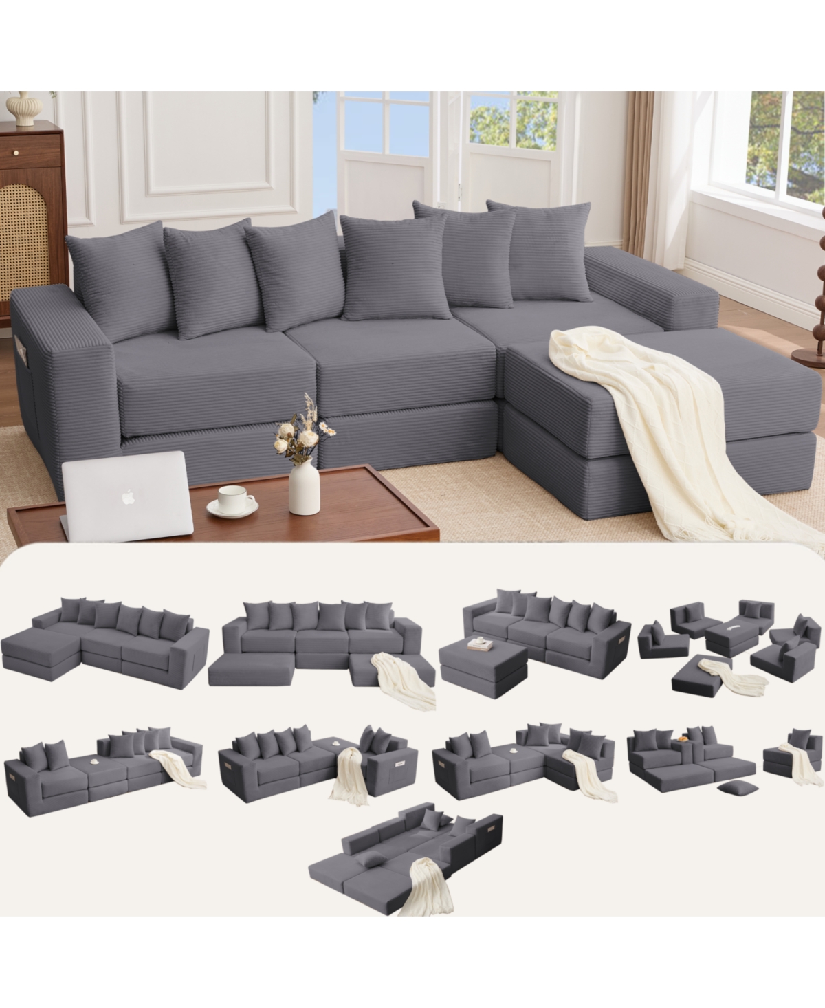 Click here for Streamdale Furniture 10-in-1 Convertible Sofa Sect... prices