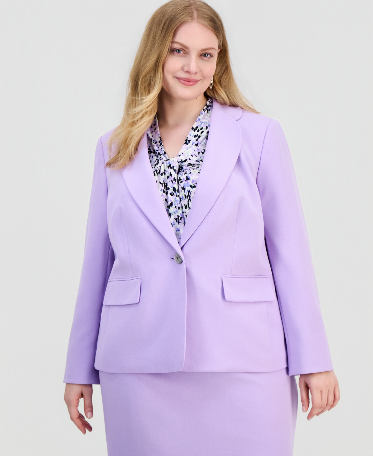 Click here for Kasper Plus Size Petal Lapel One-Button Jacket - L... prices