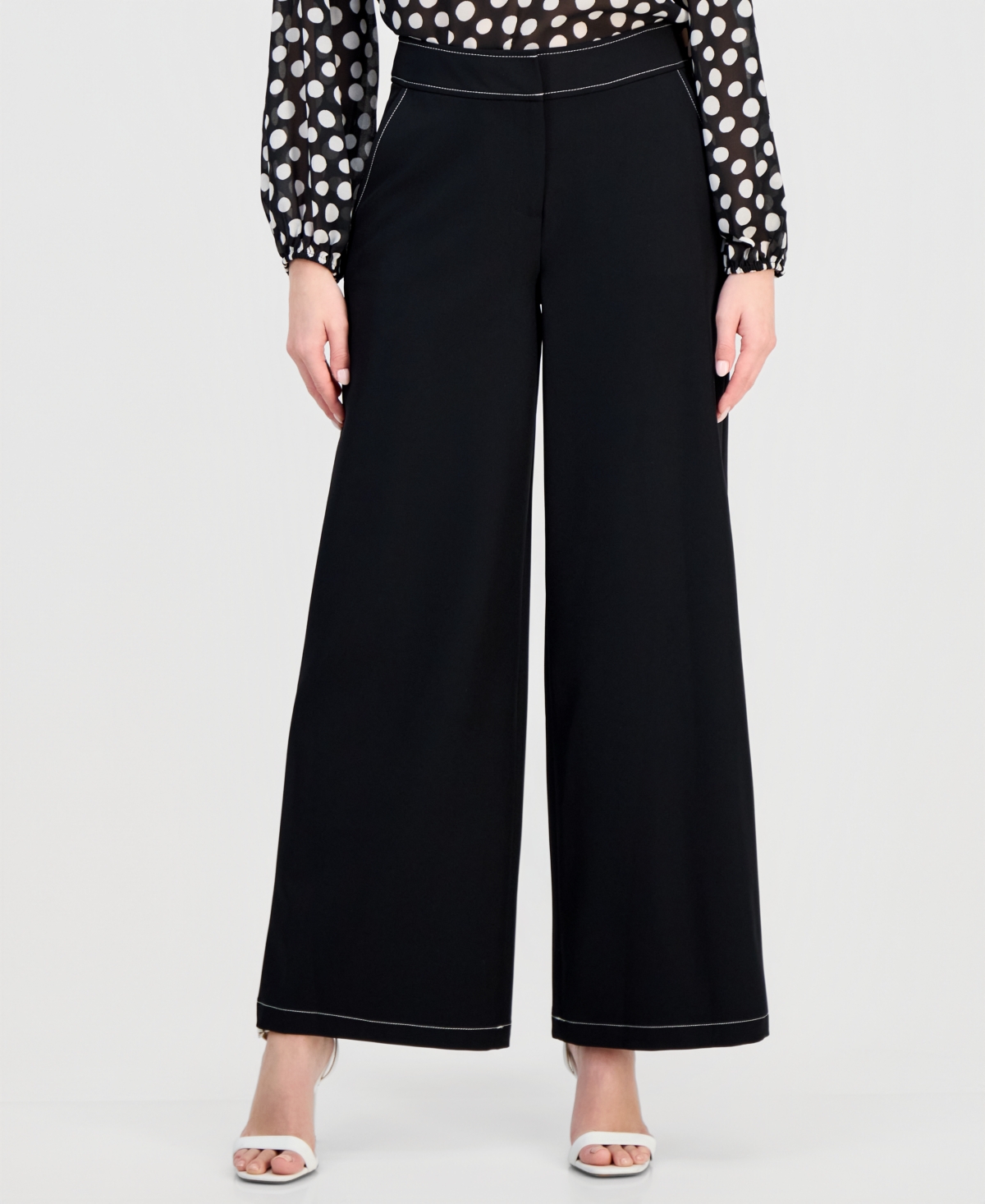 Click here for Tahari Asl Petite Wide-Leg Pants - Black/White prices