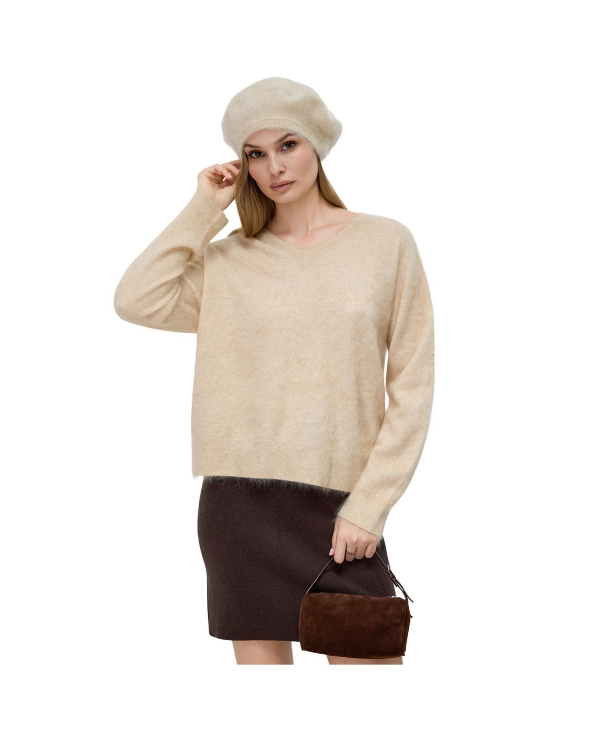 Click here for Bellemere New York Womens Brushed Silk Cashmere V-... prices
