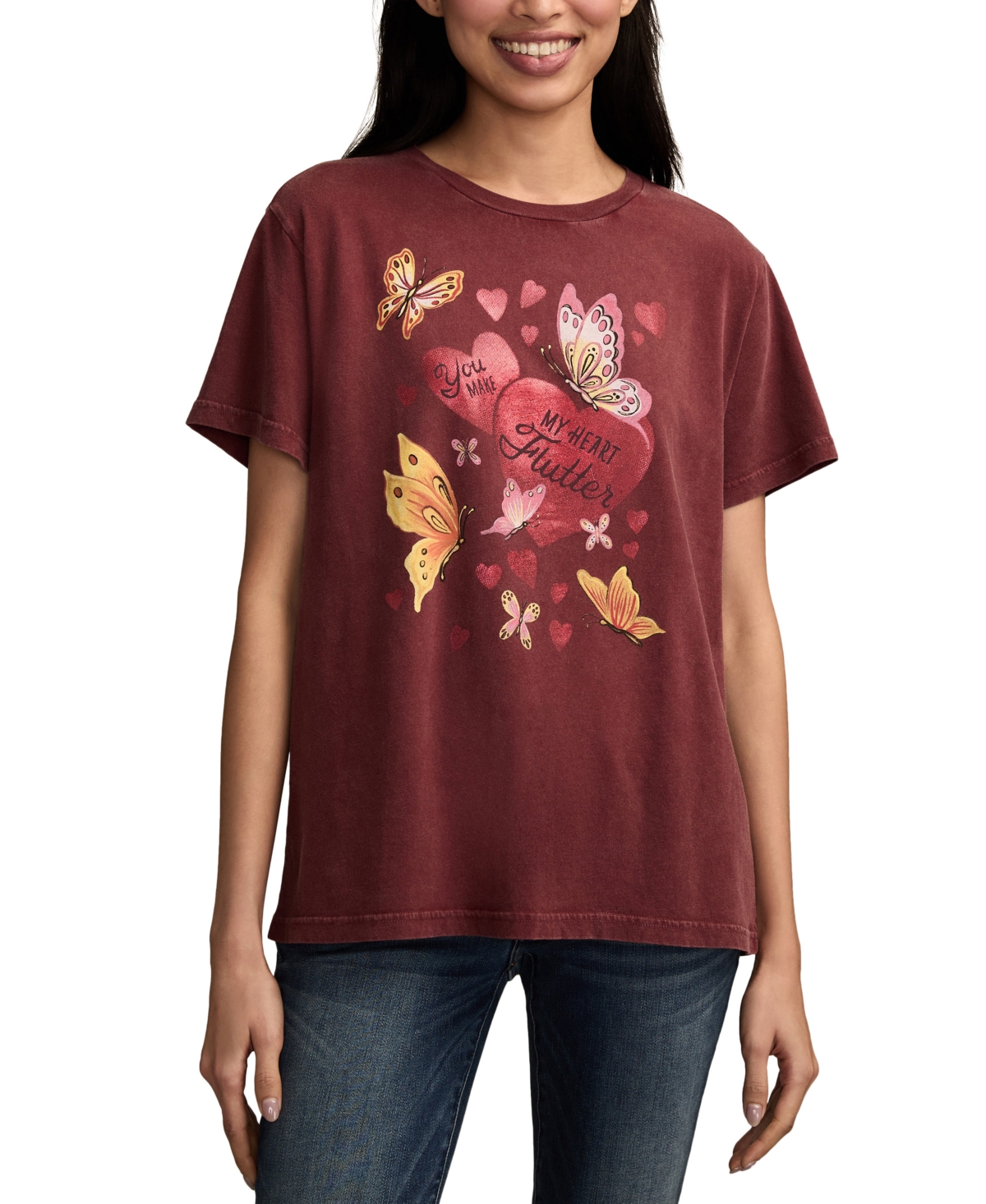 Click here for Lucky Brand Womens Heart Flutter Boyfriend Crewnec... prices