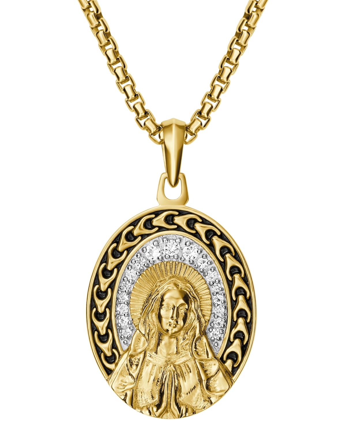 Click here for Bulova Mens Gold Plated Blessed Mary Pendant Neckl... prices
