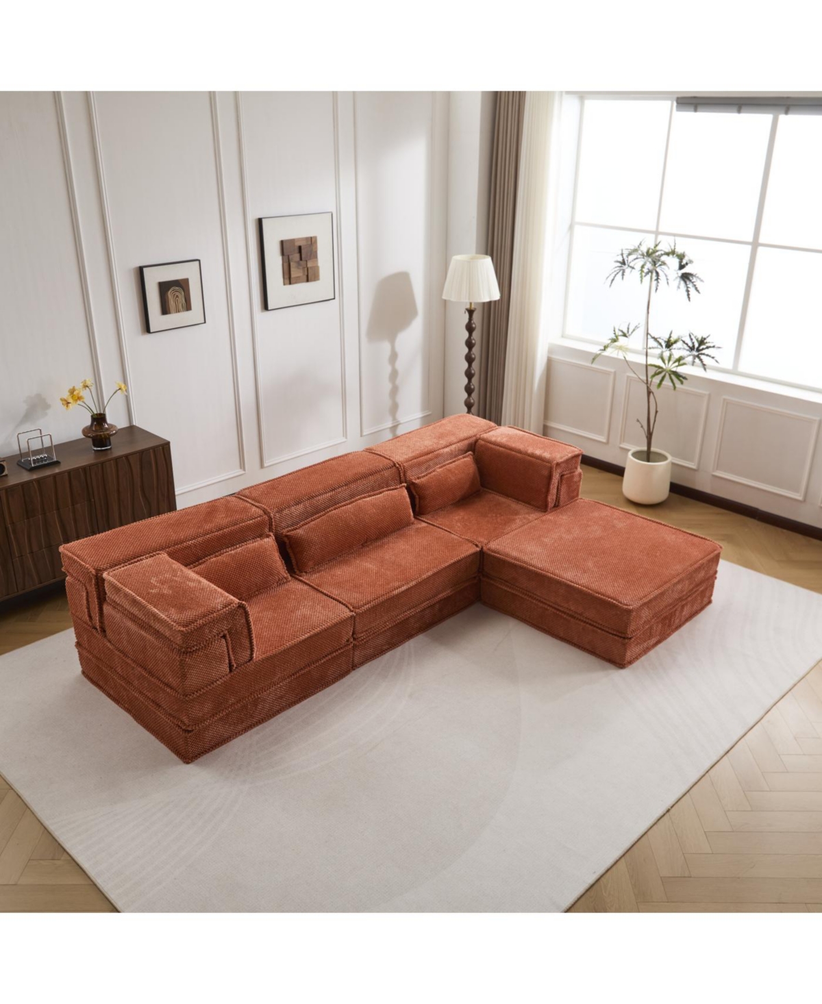 Click here for Streamdale Furniture Orange Compression Sofa  Conv... prices