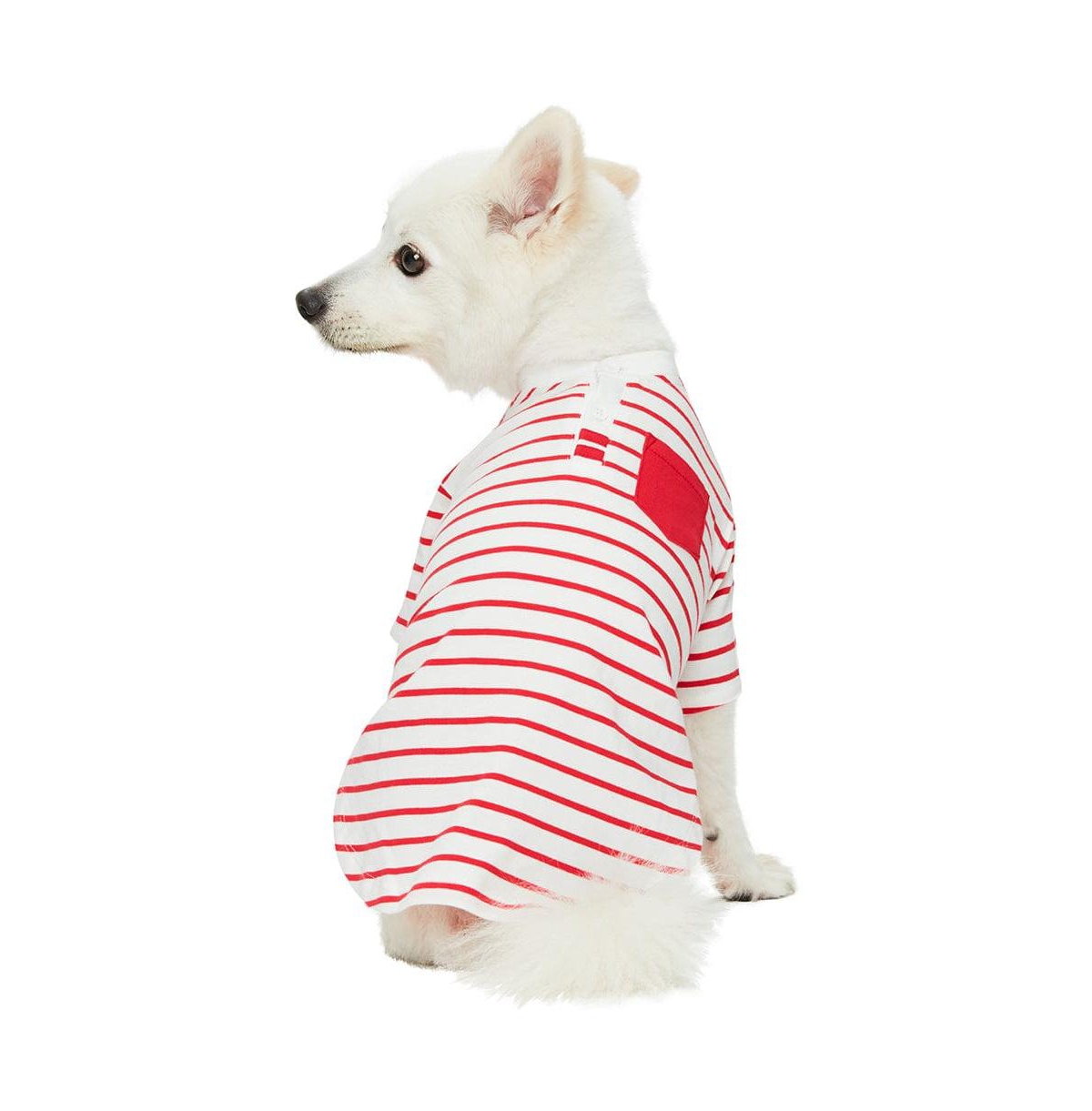 Click here for Dogs & Cats & Co. Striped Henley Dog Tee with Ches... prices