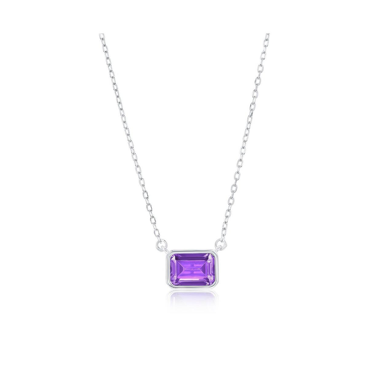 Click here for Simona Sterling Silver  Birthstone Rectangle Cz Ne... prices