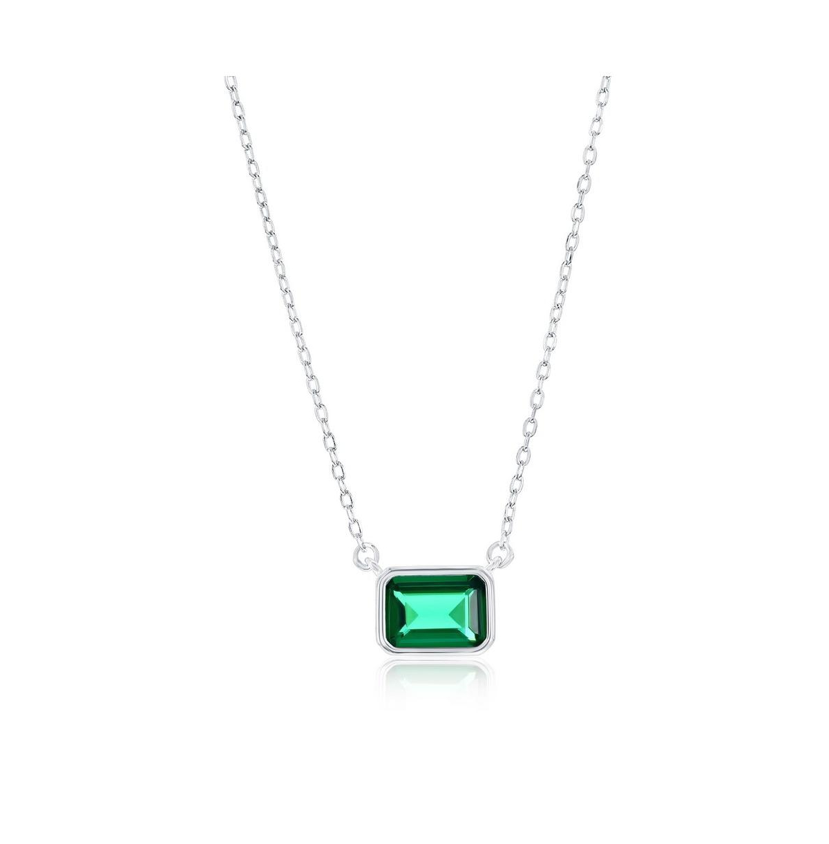Click here for Simona Sterling Silver  Birthstone Rectangle Cz Ne... prices