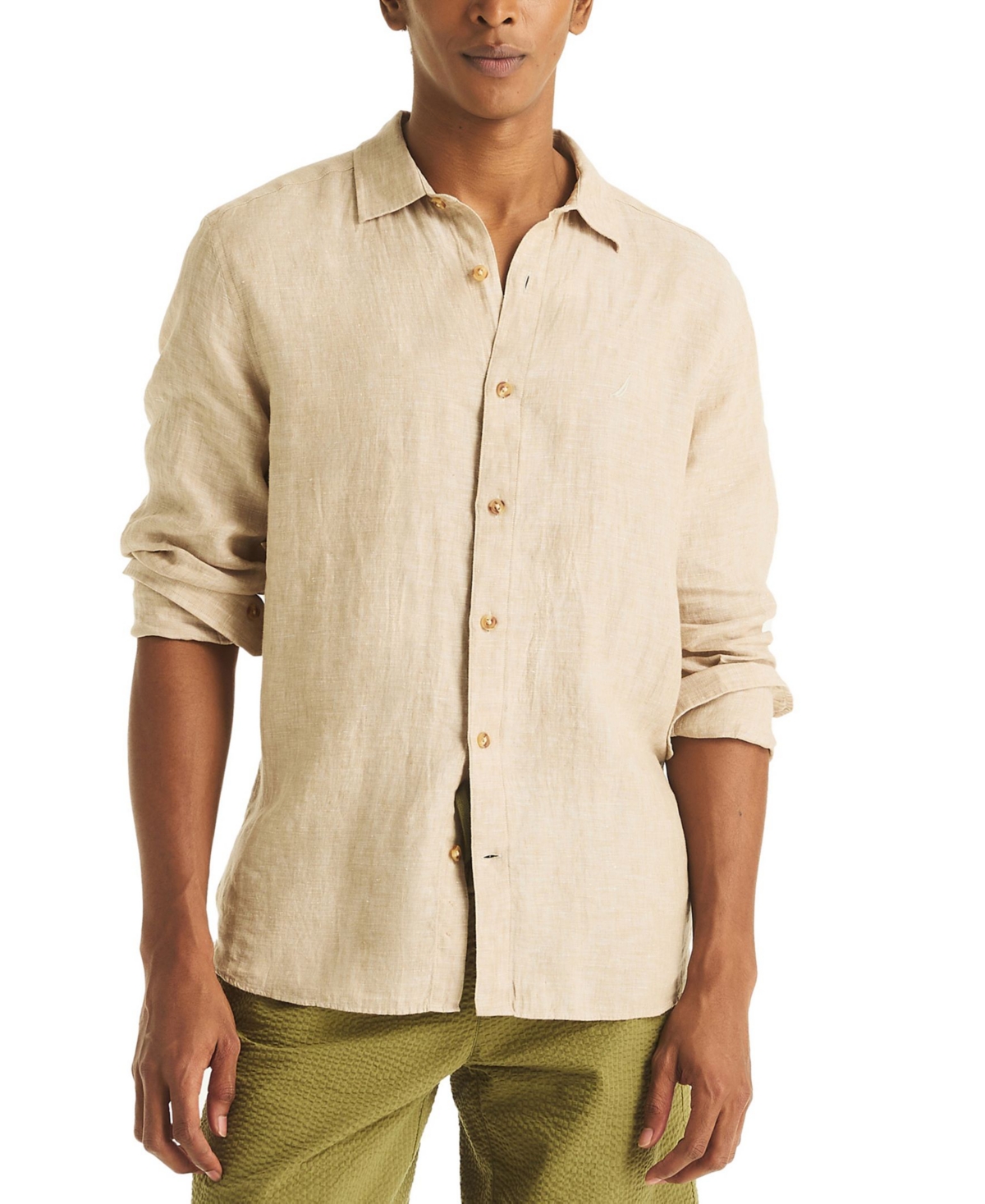 Click here for Nautica Mens Classic-Fit Long-Sleeve Button-Up Sol... prices
