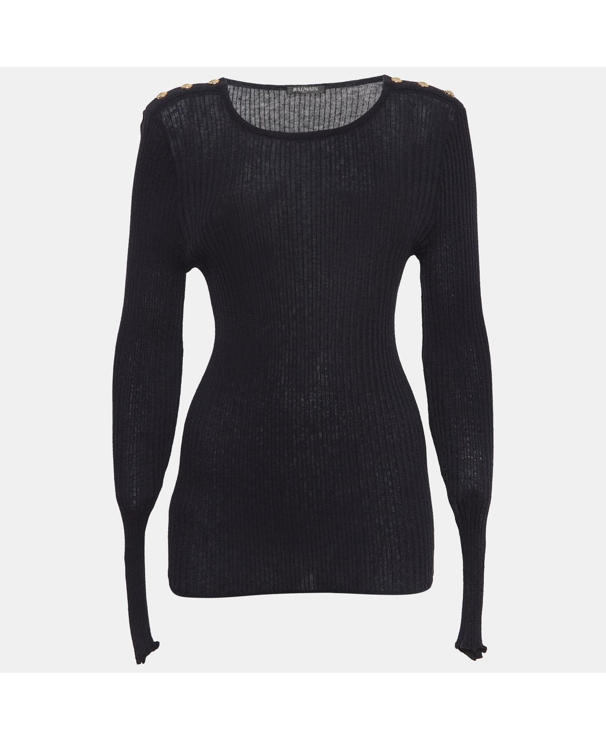 Click here for Pre-Owned Balmain Womens Black Rib Knit Button Det... prices