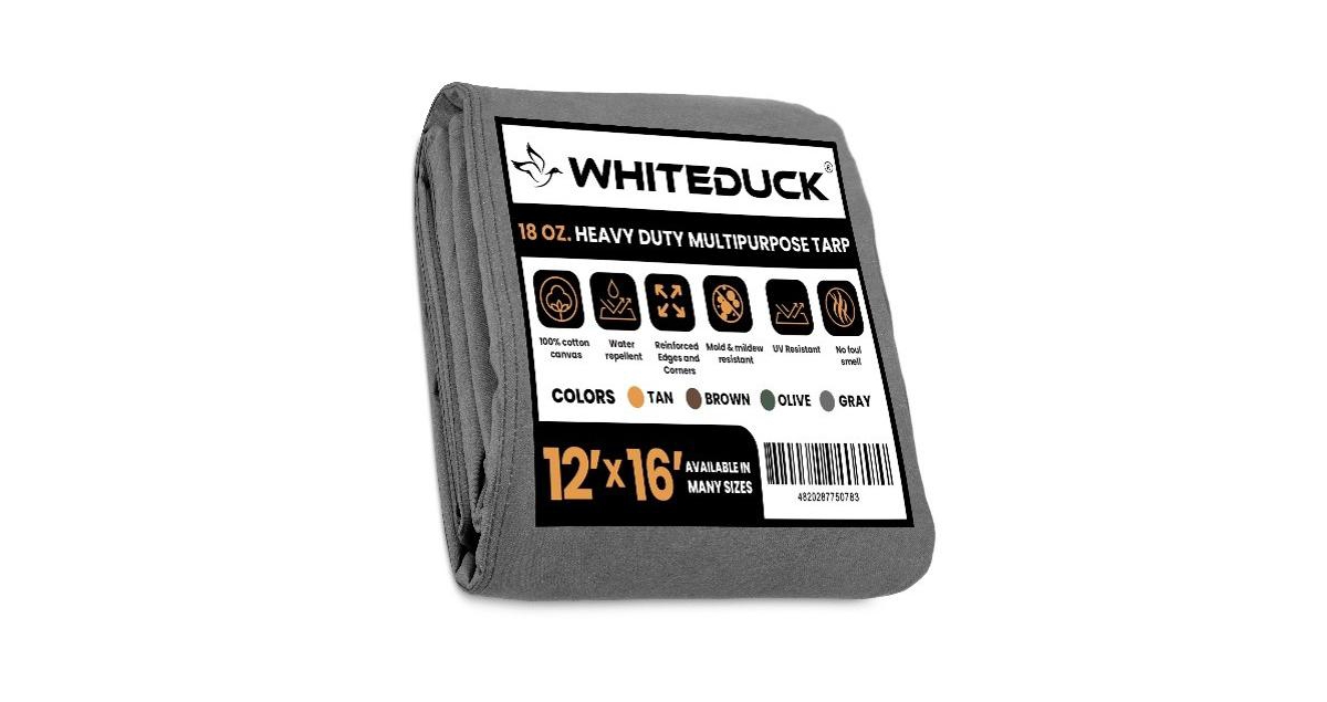Click here for White Duck Outdoors 18 oz. Canvas Tarp 12x16 Gray prices