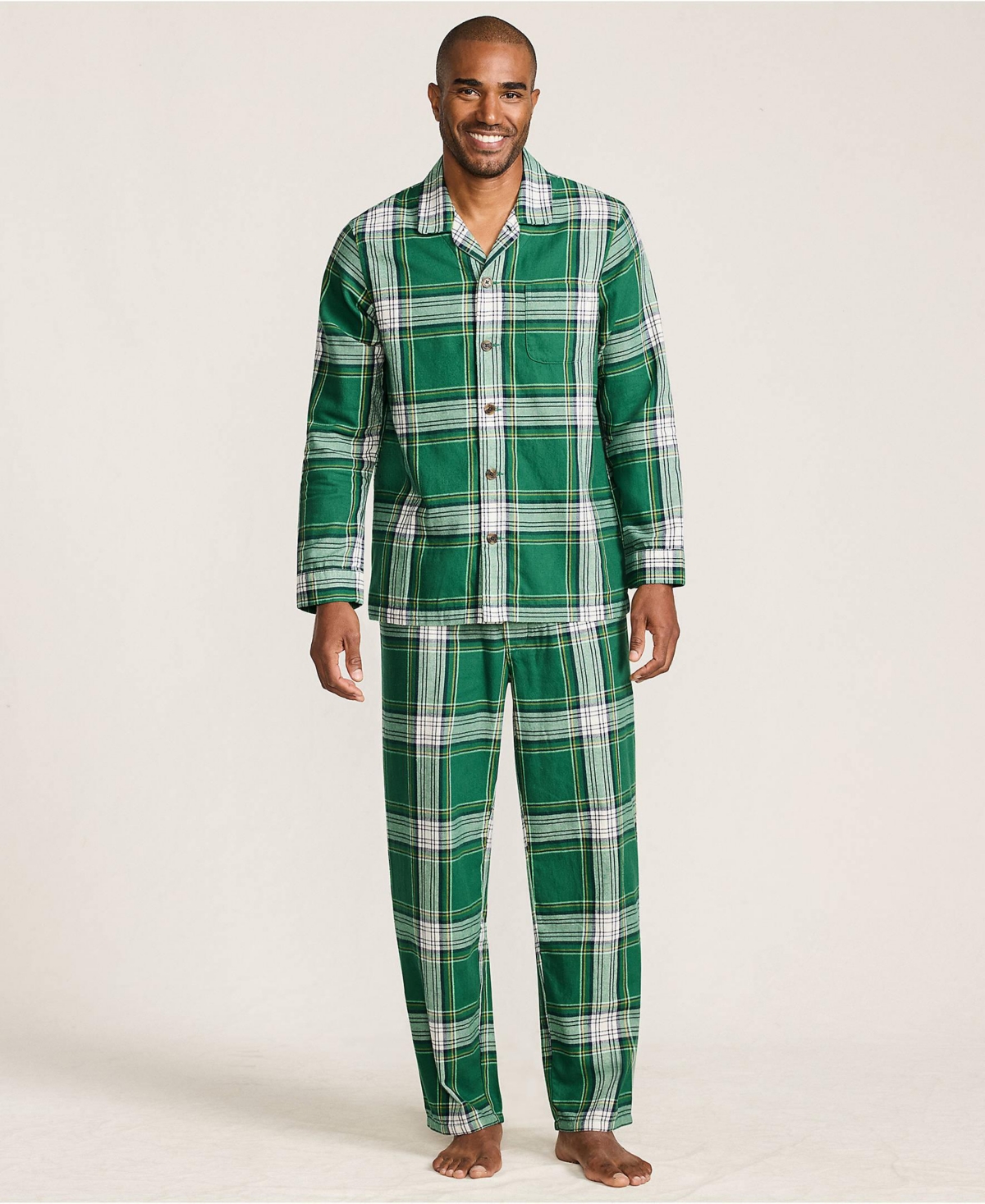 Click here for Lands End Mens Flannel Pajama Set - Light emerald... prices