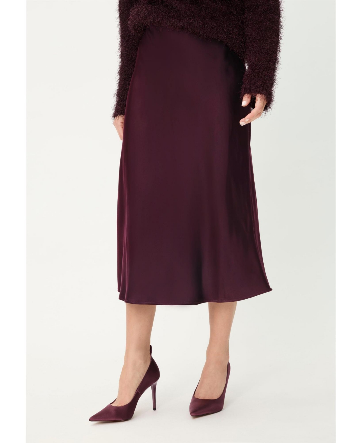 Click here for Olsen Womens Satin Effect Skirt - Dark wine prices