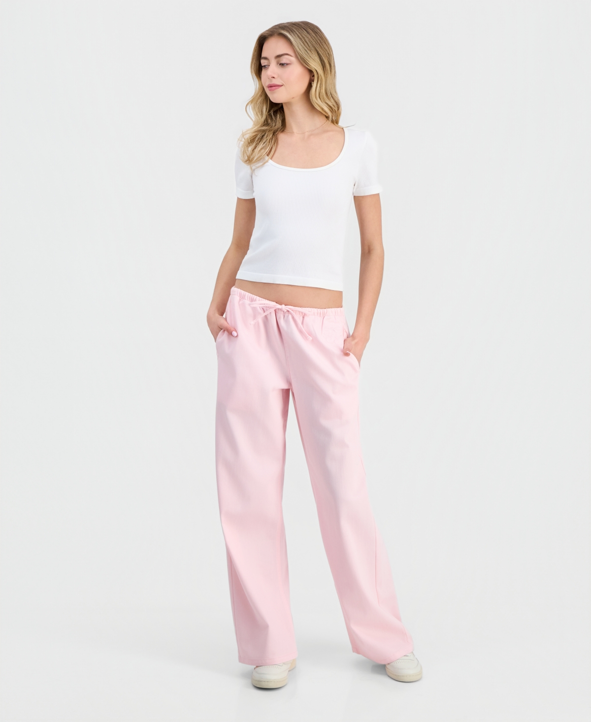 Click here for Vanilla Star Juniors Drawstring-Waist Wide-Leg Jea... prices