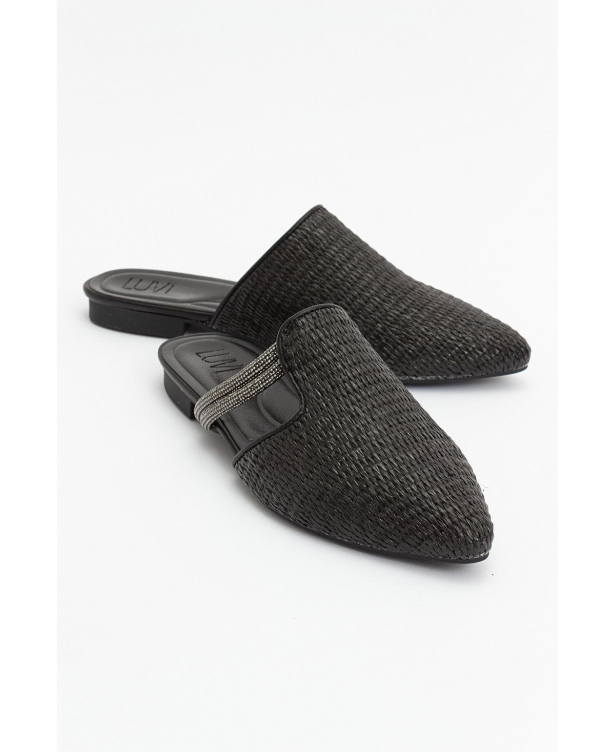 Click here for Pesa Woven Slippers (Women) - Black faux leather prices