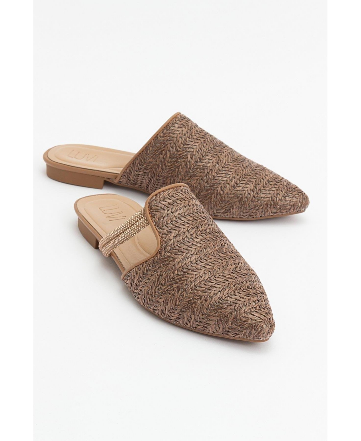 Click here for Pesa Woven Slippers (Women) - Brown faux leather prices