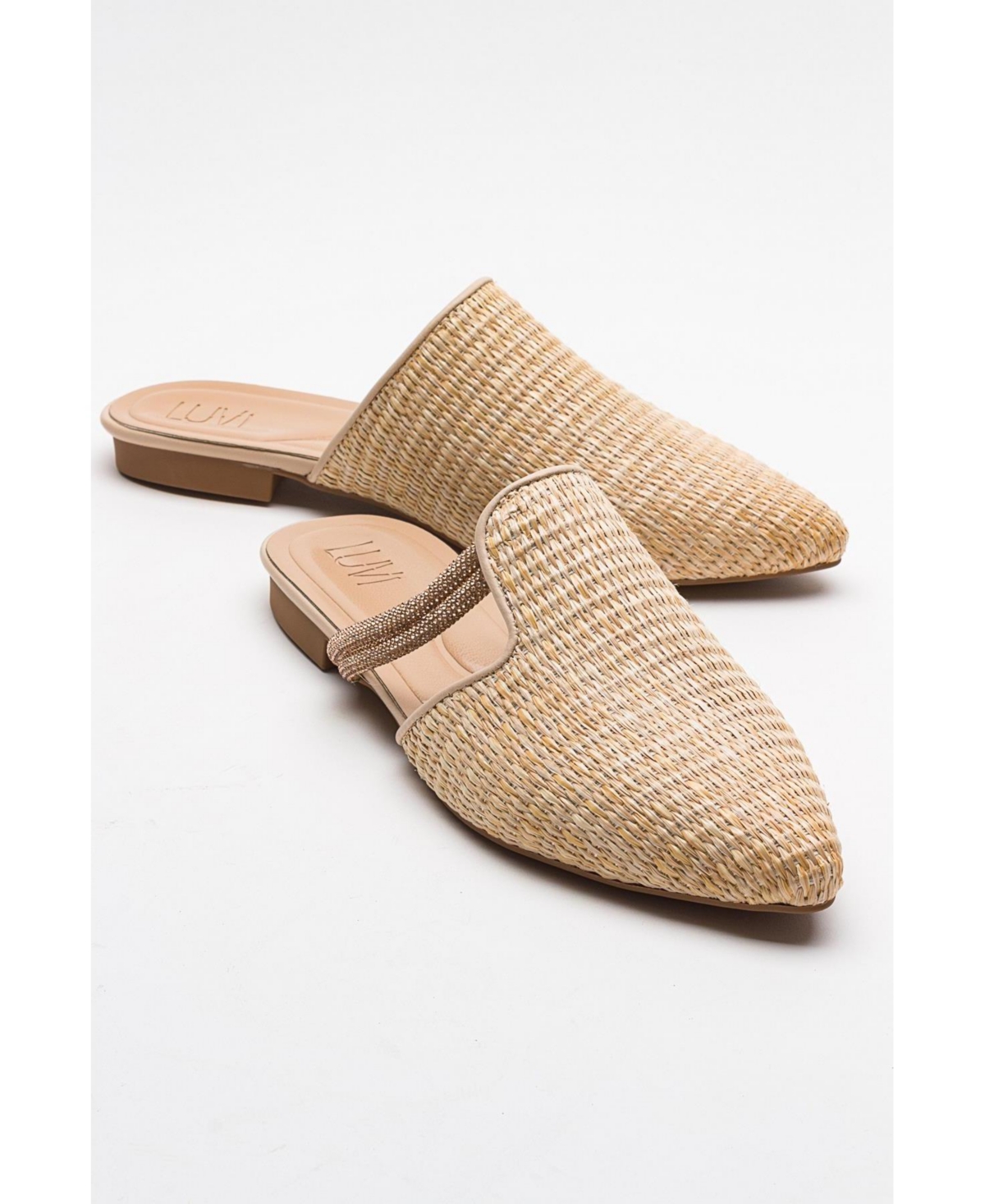 Click here for Pesa Woven Slippers (Women) - Beige faux leather prices