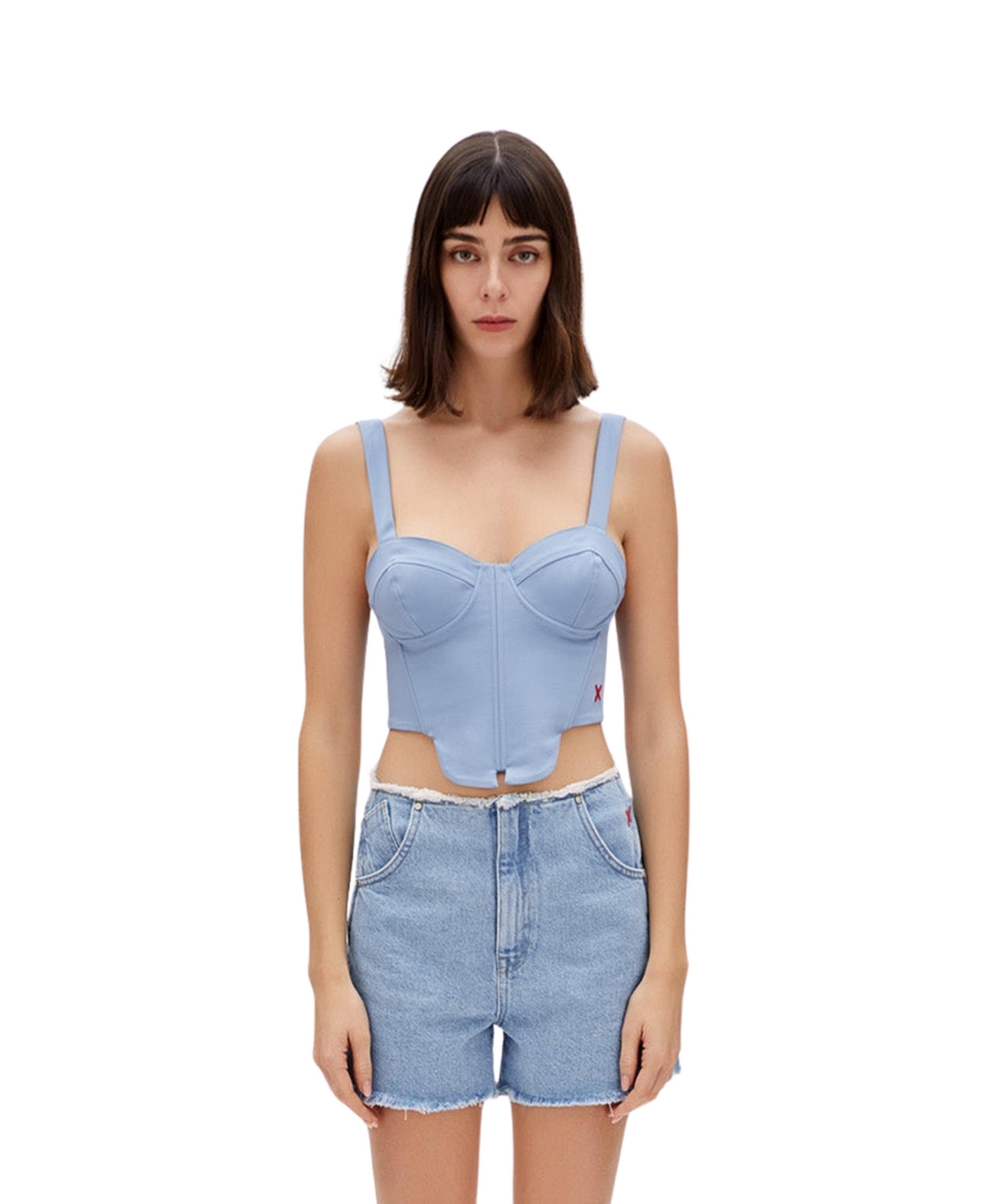 Click here for Pcfg Womens Cotton Woven Corset Top - Baby blue prices