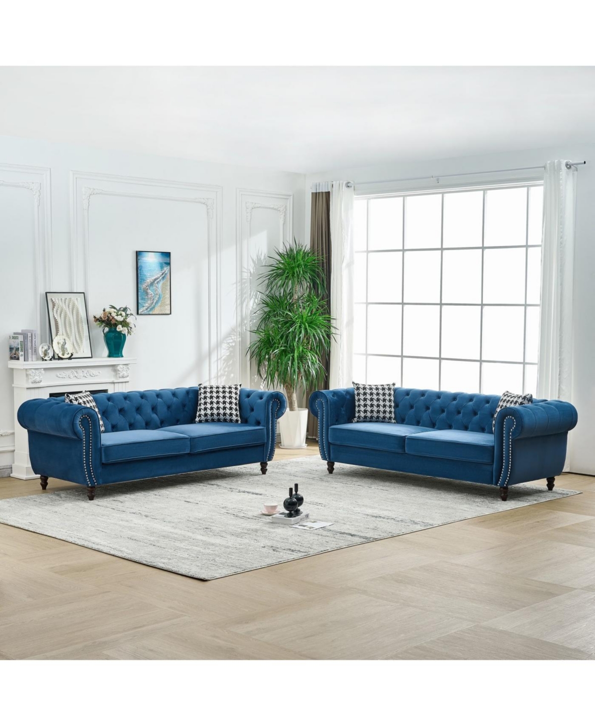Click here for Streamdale Furniture Streamdale 3+3 Seater Blue Ve... prices