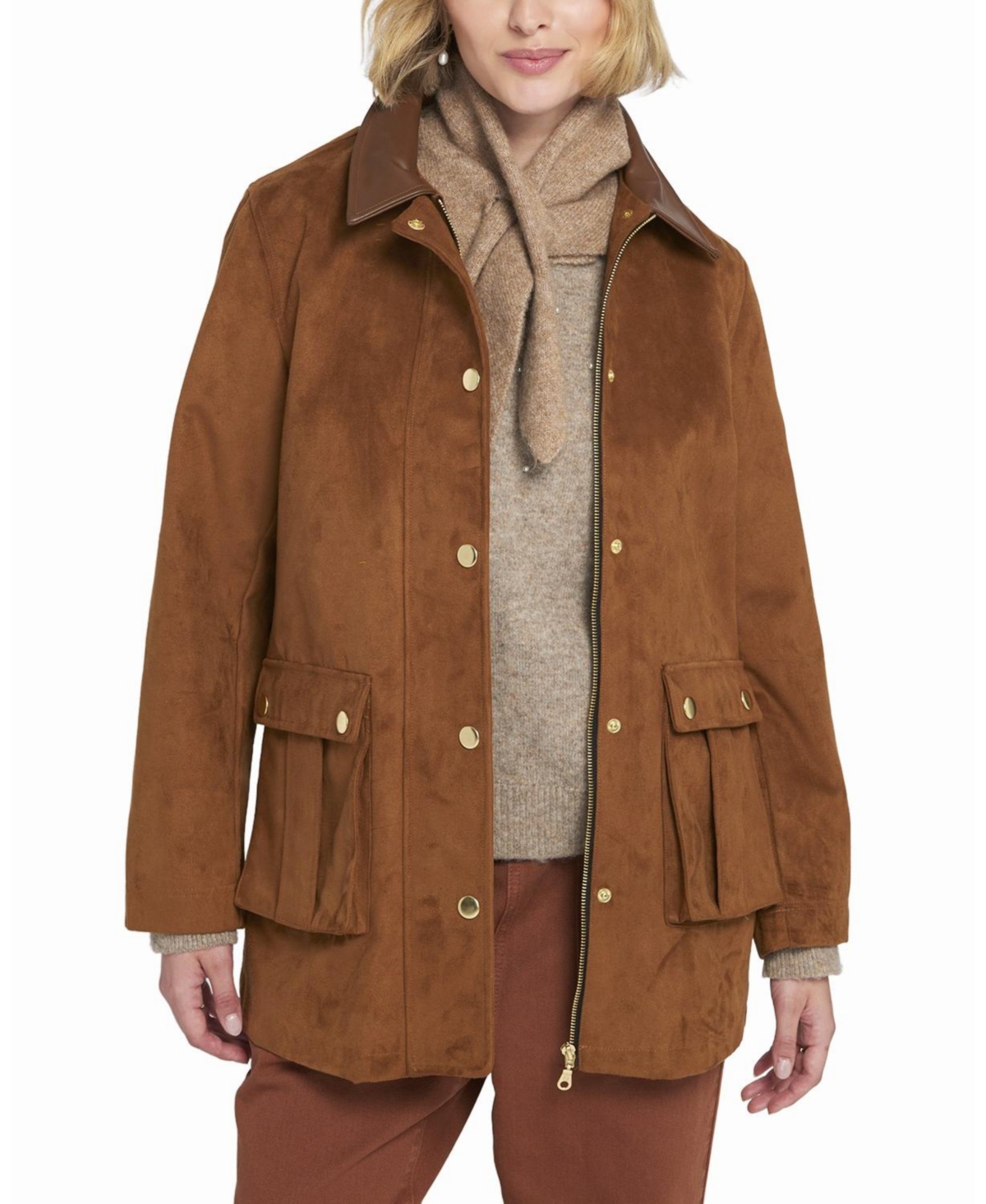 Click here for Elle Collection Womens Faux Suede Barn Jacket Util... prices