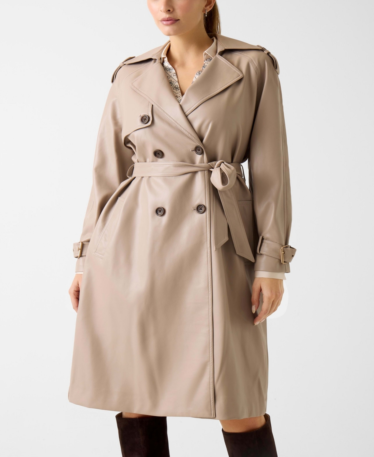 Click here for Guess Womens Bianka Double-Breasted Trench Coat -... prices