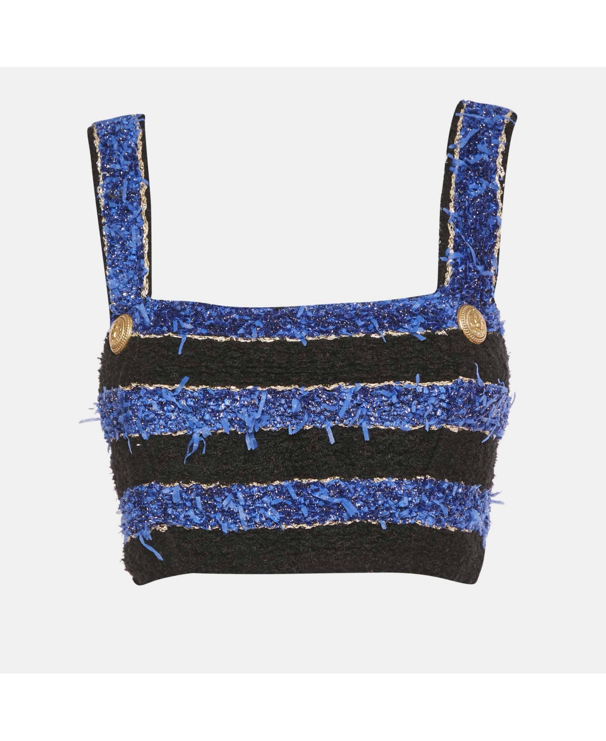 Click here for Pre-Owned Balmain Womens Textured Tweed Crop Top prices