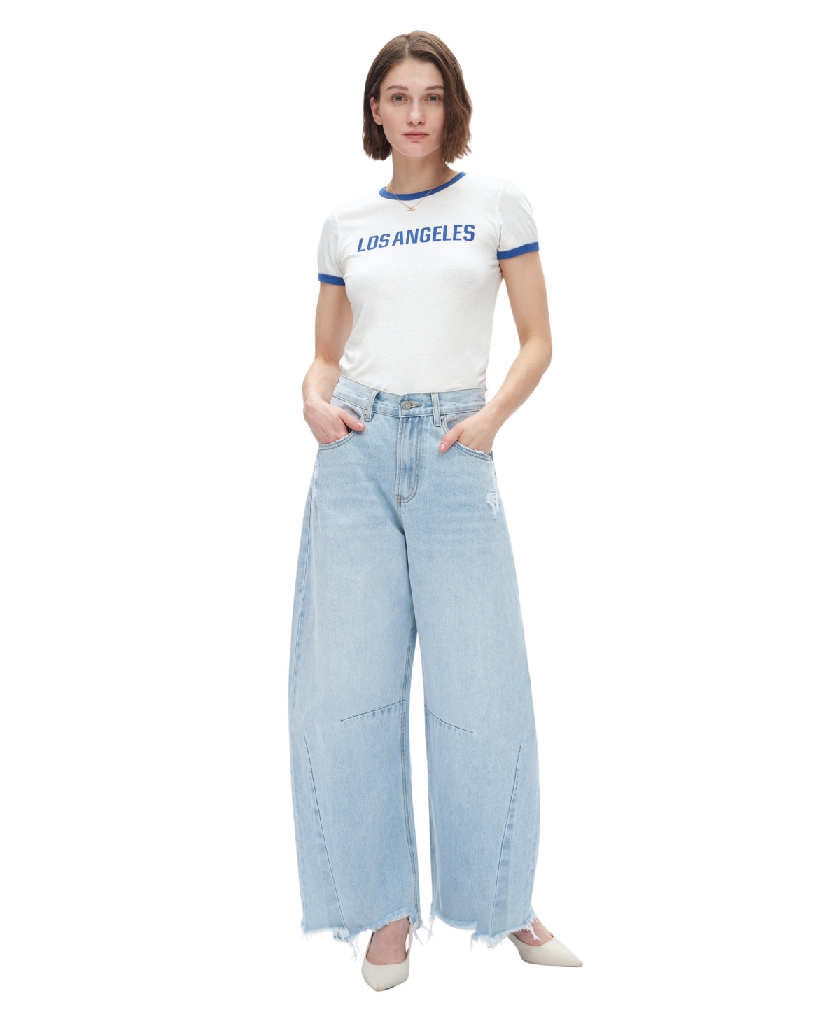 Click here for Bayeas Womens High-Rise Drop-Crotch Frayed-Hem Bar... prices