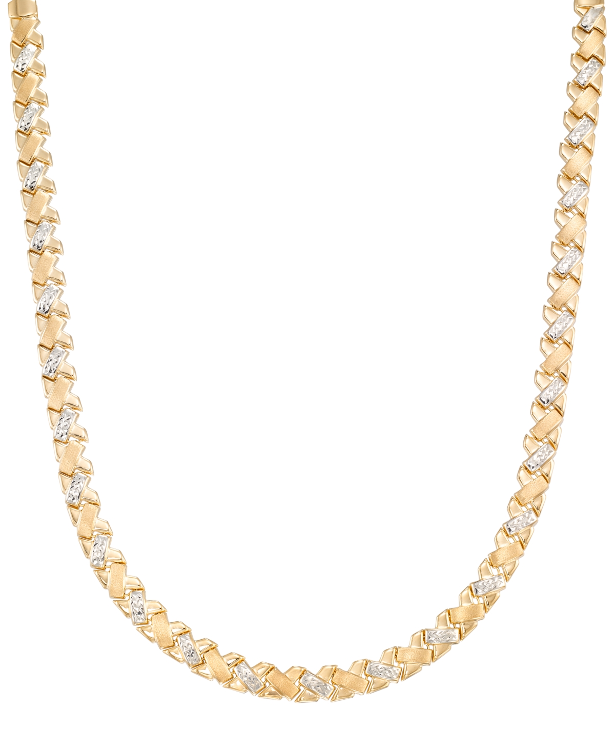 Click here for Macys Diamond Cut Necklace in 18k Two-Tone Gold Ov... prices