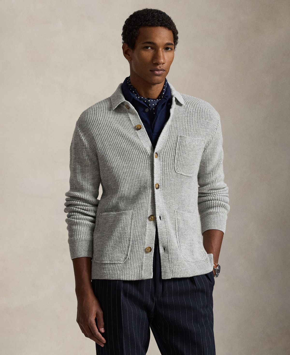 Click here for Polo Ralph Lauren Mens Collared Button-Front Cardi... prices