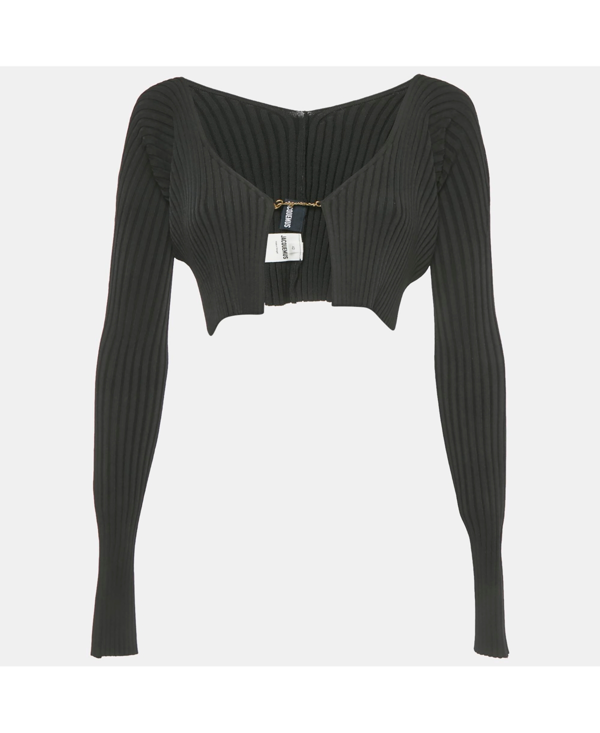 Click here for Pre-Owned Jacquemus Womens Black Rib Knit Logo Det... prices