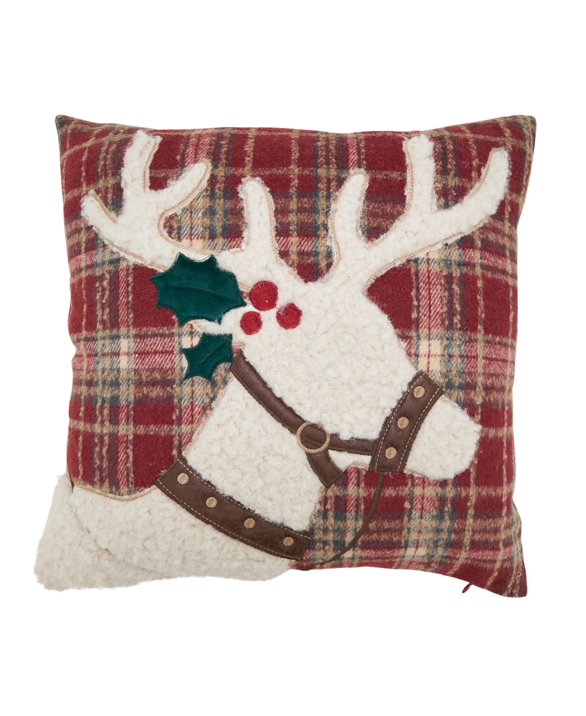 Click here for Saro Lifestyle Plaid Reindeer Poly Filled Decorati... prices