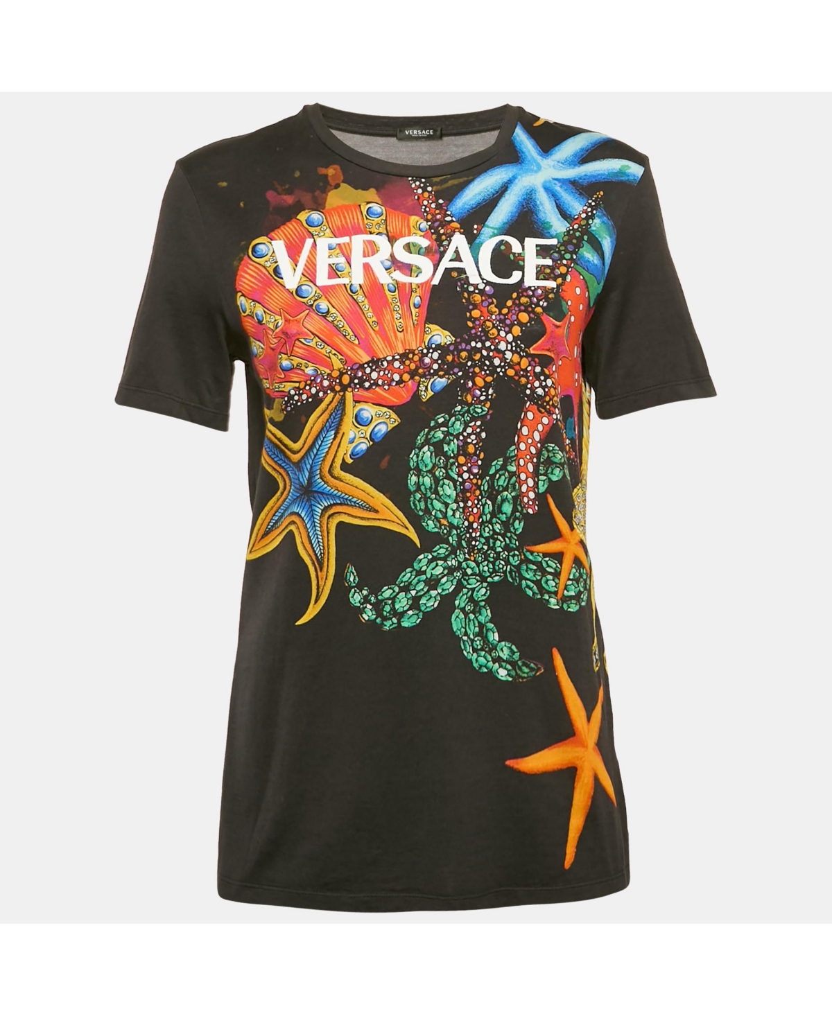 Click here for Pre-Owned Versace Womens Starfish Print Jersey Cre... prices