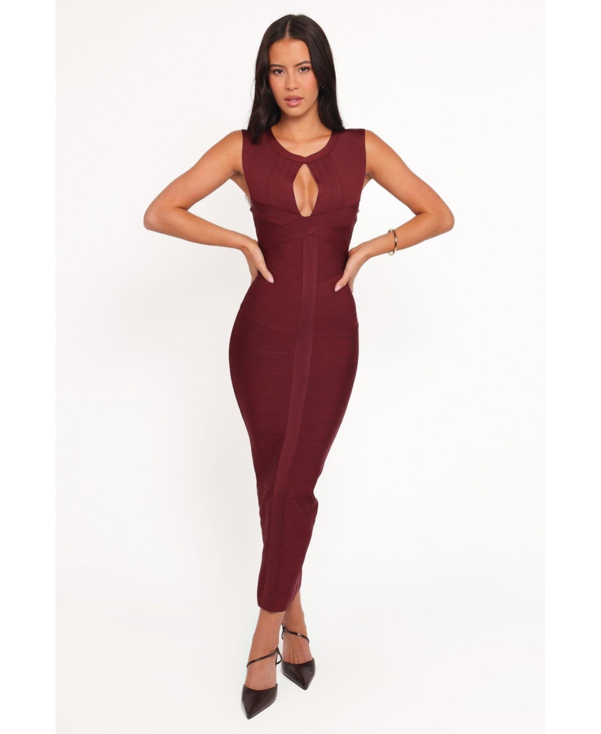 Click here for Petal and Pup Womens Josiah Midi Dress - Burgundy prices
