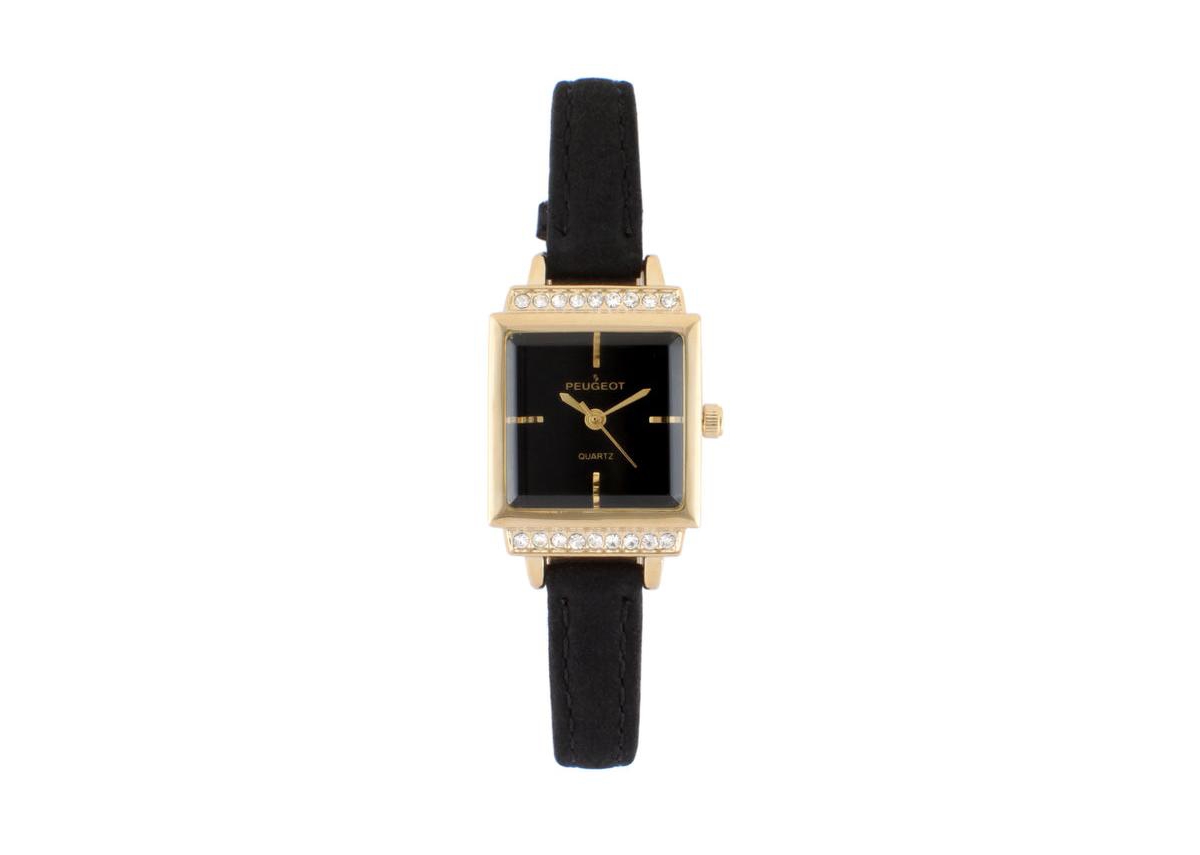 Click here for Peugeot Womens 22mm Gold Crystal Watch With Black... prices