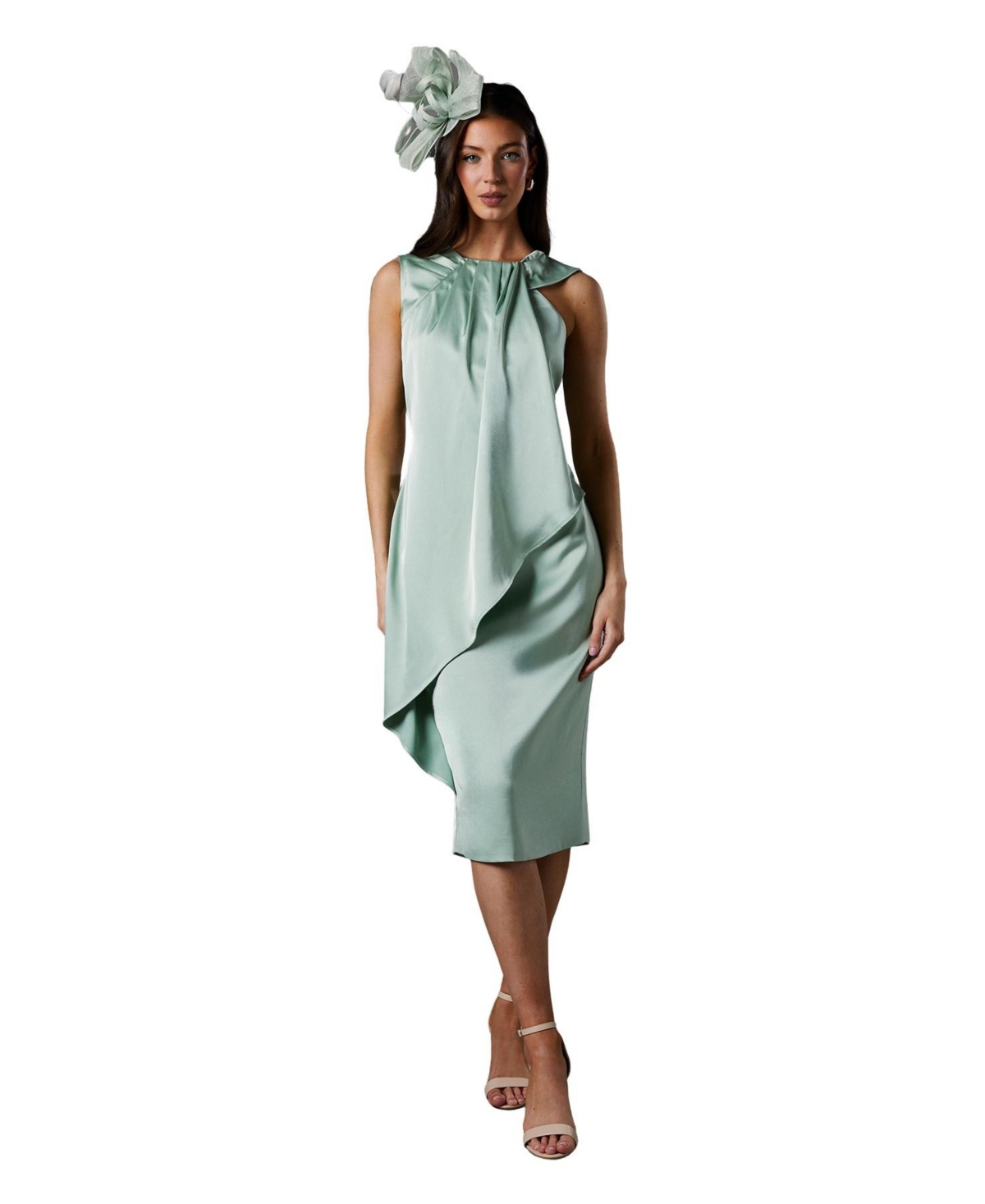 Click here for Coast Womens Sleeveless Satin Frill Midi Dress - S... prices