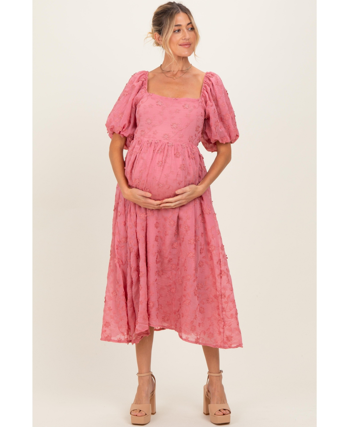 Click here for Pinkblush Maternity Mauve Embroidered Floral Puff... prices