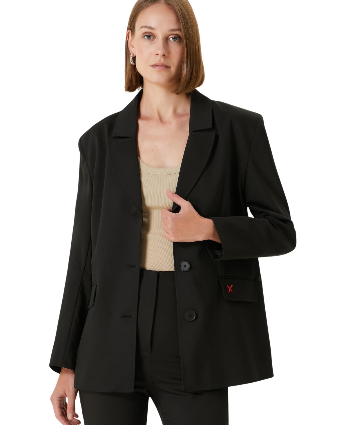 Click here for Pcfg Womens Cotton Blend Classic Blazer - Black prices