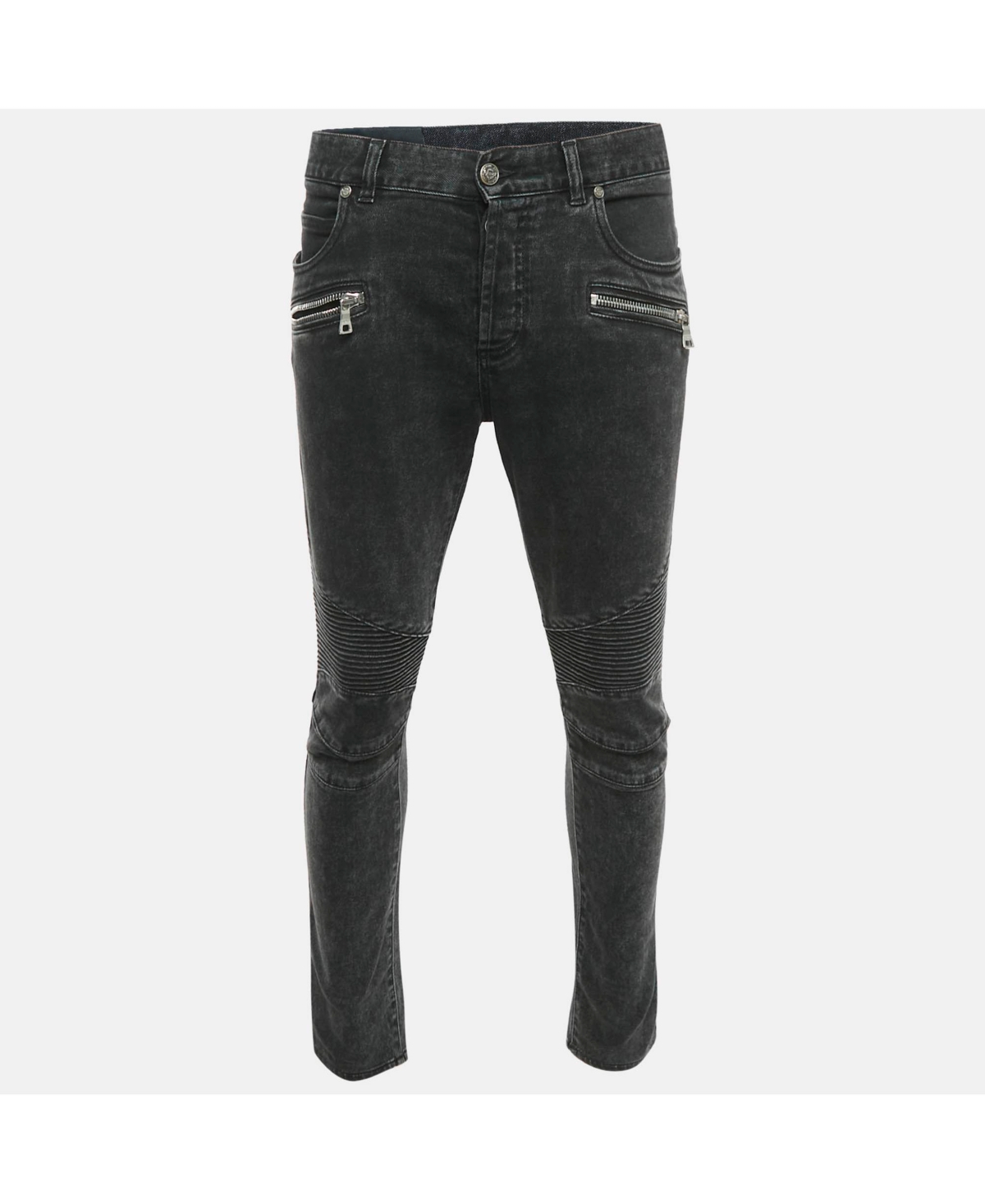 Click here for Pre-Owned Balmain Mens Grey Denim Slim Fit Jeans prices