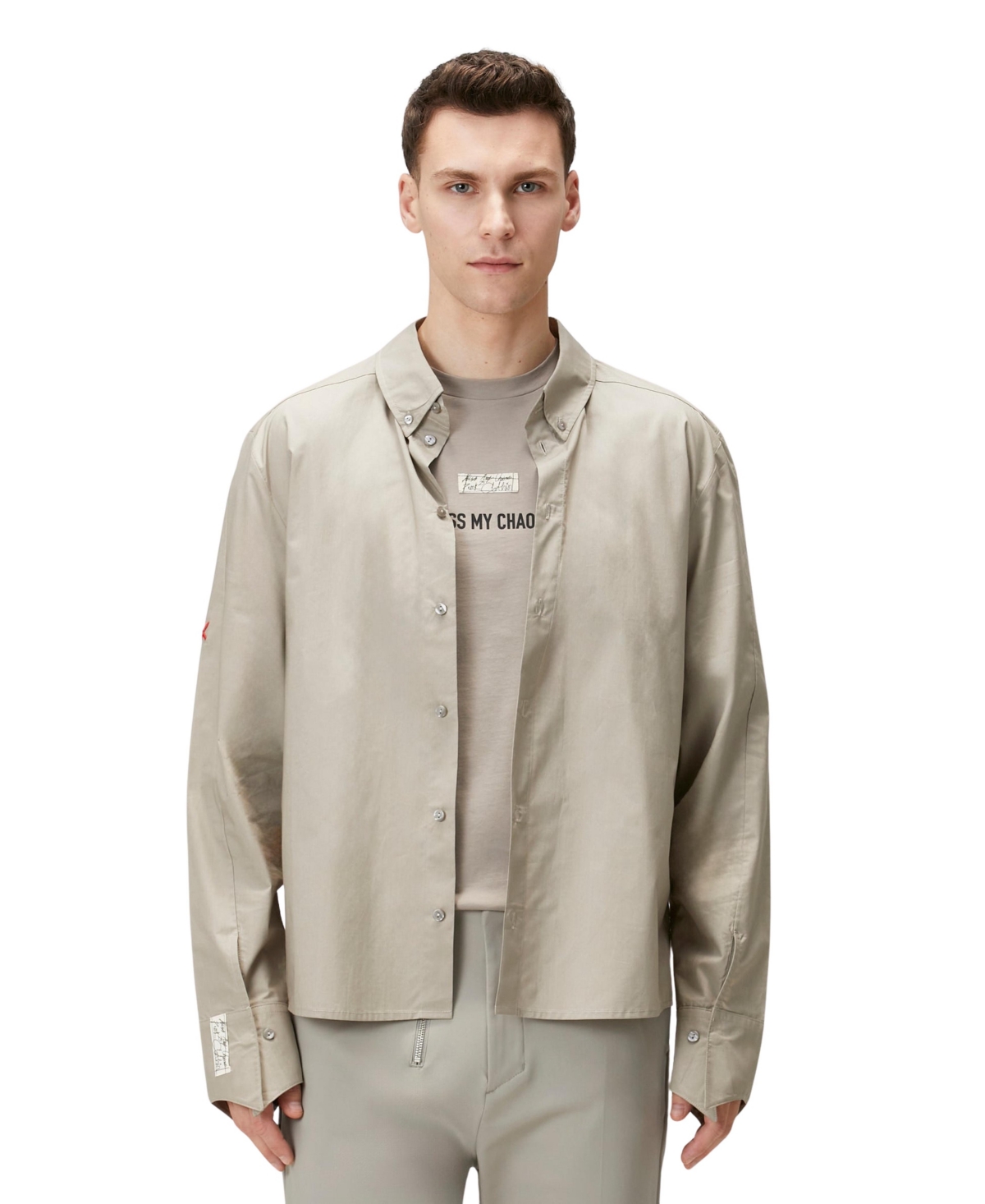 Click here for Pcfg Mens Cotton Patch-Detail Woven Shirt - Moon r... prices