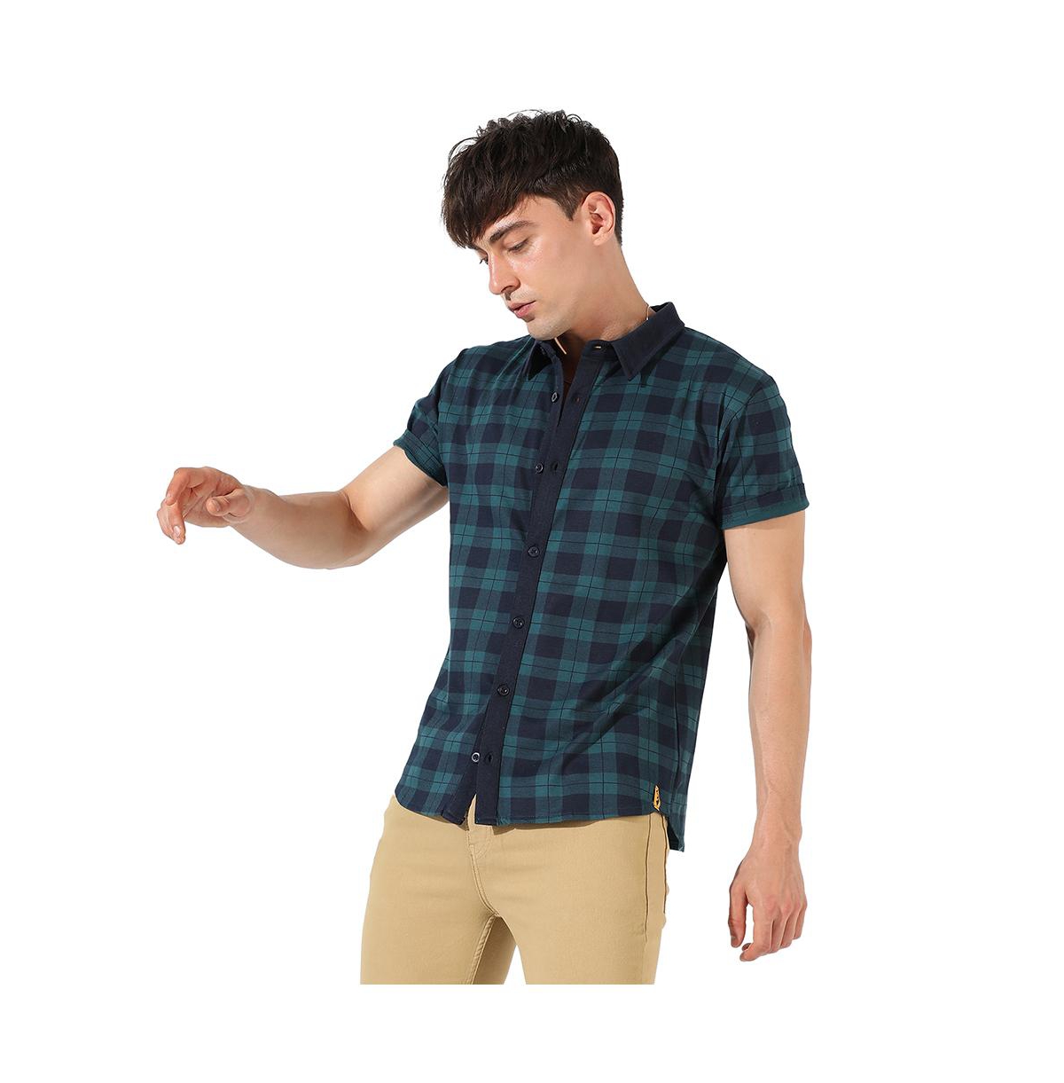 Click here for Campus Sutra Mens Green & Blue Tartan Plaid Shirt... prices