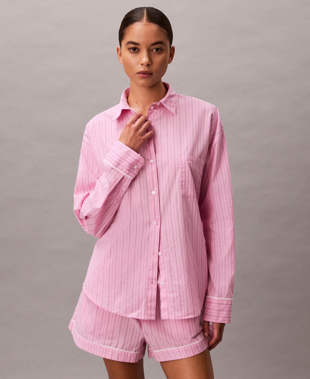 Click here for Calvin Klein Womens Poplin V-Day Button-Down Pajam... prices