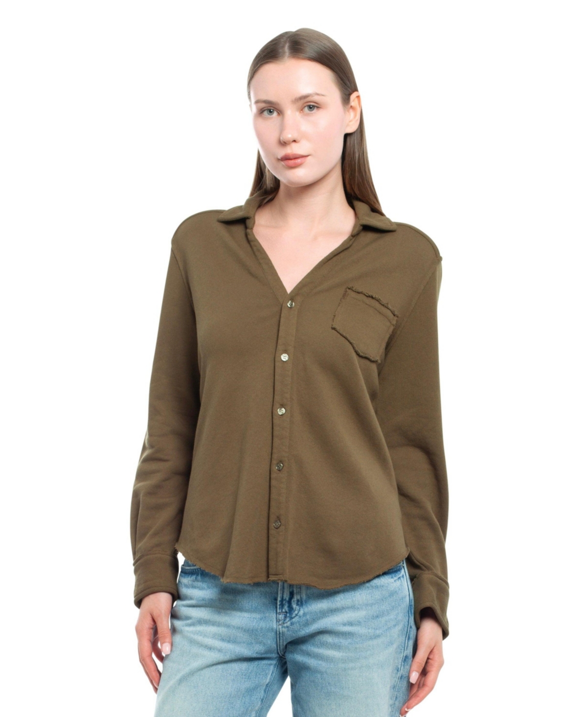 Click here for Wilt Clothing Womens Button Front Sweatshirt - Dar... prices