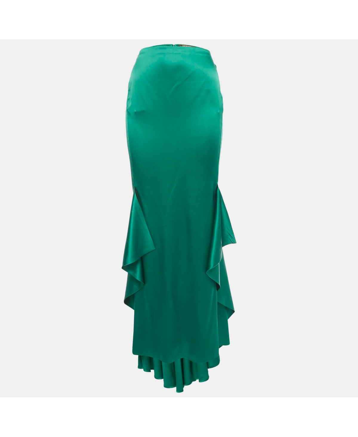 Click here for Pre-Owned Roberto Cavalli Womens Green Satin Ruffl... prices