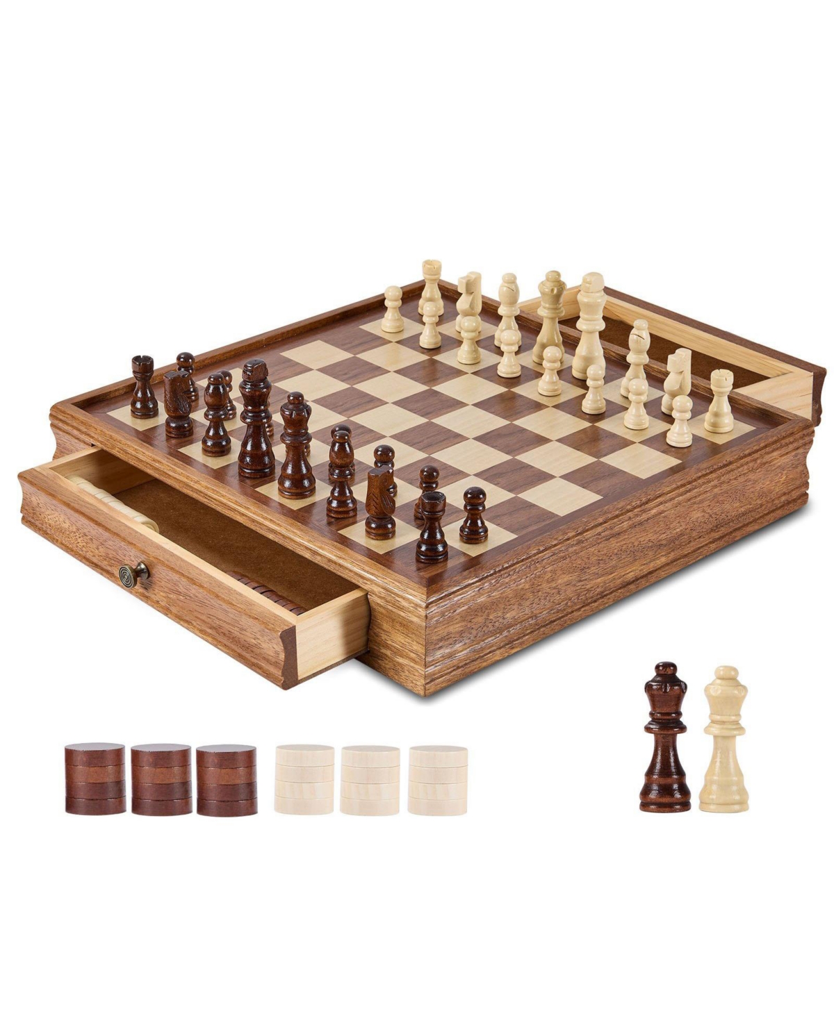 Click here for Mecale Solid Wood 15-Inch 2-in-1 Chess and Checker... prices