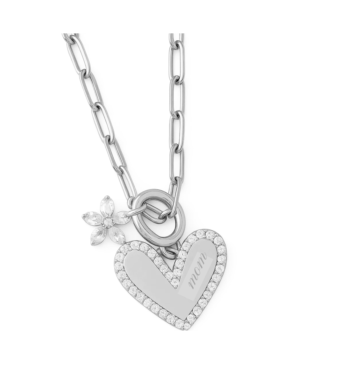 Click here for Hollywood Sensation Bloom Mom Heart Necklace - Sil... prices