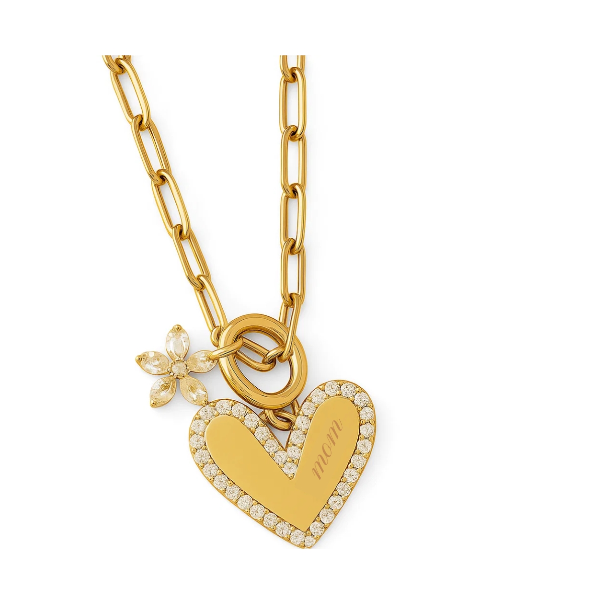 Click here for Hollywood Sensation Bloom Mom Heart Necklace - Gol... prices